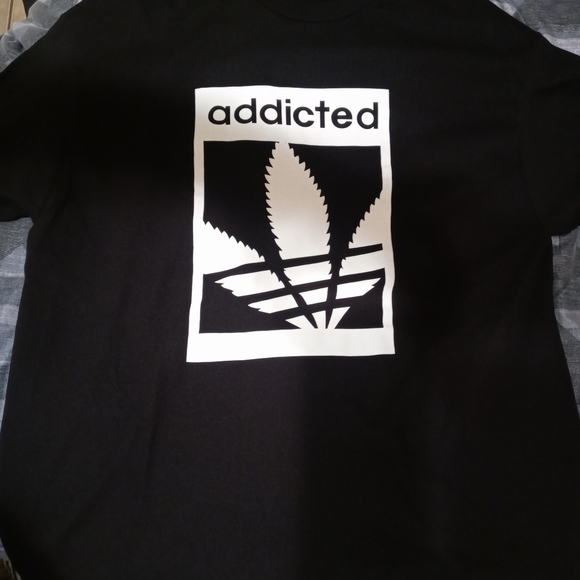 Shirts | Mens Black T Shirt With Addicted Logo | Poshmark
